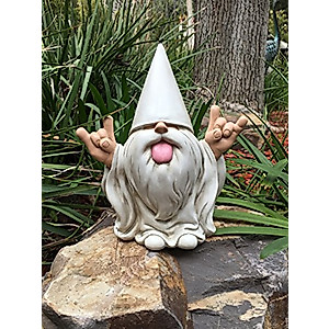 GlitZGlam Rocker Gnome – “George” – This Gnome Will Rock Your Fairy Garden and Garden Gnomes 10 Inches Tall Garden Gnome Figurine
