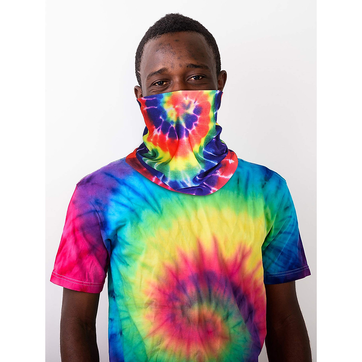 9 Pieces Hippie Tie Dye Bandana Headband Hippie Costume Set Hippie Non Slip Head Tie Hippie Neck Gaiter Gay Pride Rainbow Sun Protection Face Mask Balaclava for 60s 70s Hippie Accessories