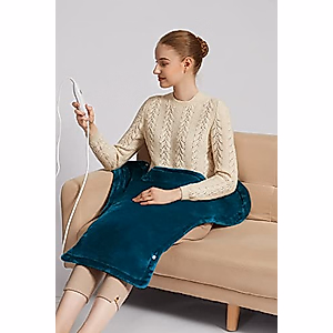 Ruqiji 26" x 35" Neck&Shoulder&Back Heating Pad with Fast-Heating Technology&10 Temperature Settings, Flannel Electric Heating Pad/Pain Relief for Back/Neck/Shoulders/Menstrual Pain/Cramp (Dark Teal)