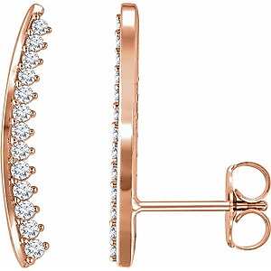 14k Rose Gold 1/3 Ct Diamond Ear Climbers Crawlers