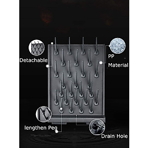 Heytaful Lab Drying Racks Pegboard Bench-top Wall-Mount Laboratory Glassware Polyethylene Cleaning Equipment (27 Black)