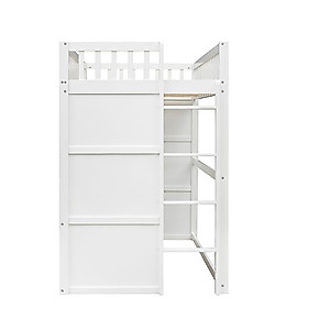 TURRIDU Twin Size Designs House Loft Bed, House Bed Frame with Ladder and Safety Guardrails,Ki-ds Playhouse Bed with Window and Ladder,for Girls Boys, White