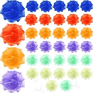 Raiten Small Bath or Shower Sponge Assorted Colors Loofahs Exfoliating Mesh Loofah Sponge Mini Travel Shower Puff Colorful Bath Pouf Body Wash Multi Color Bath Scrubber for Women (36 Pack)