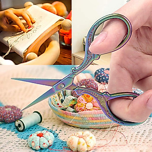 BIHRTC 3.6 Inch Mini Scissors Embroidery Scissors Sewing Crafting Scissors Stainless Steel Sharp Tip Scissors Shears for Needlework Threading Craft Art Work DIY Tools Cross Sticth Rainbow Scissors