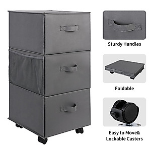 GRANNY SAYS 3 Drawer Storage Organizer, 3 Drawer Dresser, Storage Drawer for Bedroom, Closet Storage Drawers, Foldable Storage Cabinet for Clothing, Gray