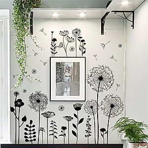 WAFT YEARN Waterproof Removable Vinyl Dandelion Flower Wall Decal Sticker - Decorative Art for Nursery School Classroom Livingroom Bedroom Bathroom Boho Peel and Stick Graduation Party Decorations