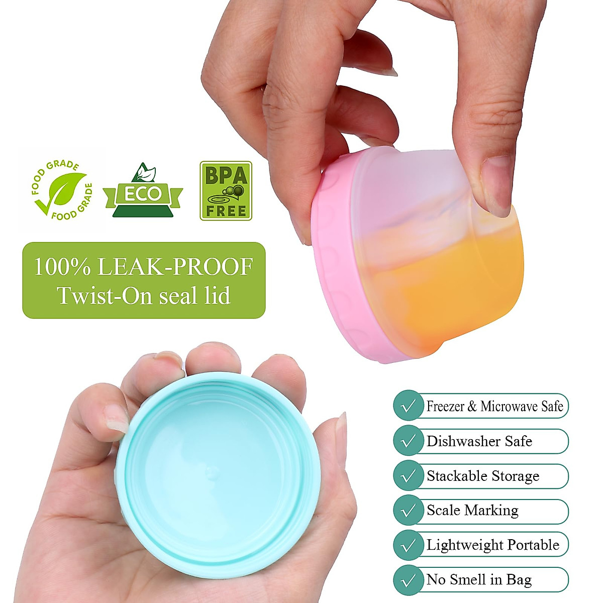 TOUWMX 12 Pack Salad Dressing Containers, 2oz Leakproof Sauce Containers with Lids, Portable Lunch Box Accessories, BPA Free, Microwave & Dishwasher Safe