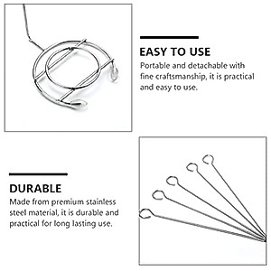 Hemoton 2 Sets BBQ Skewer Set Brazilian Barbecue Skewer Stand Stainless Steel Barbecue Skewers Holder Stand Rack for Chicken Sausage Meat
