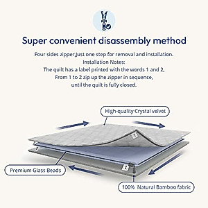 Aimon Weighted Blanket, Oeko-Tex Certified Cotton Material and Bamboo Cooling Weighted Blanket, 2 in 1 with Removable Cover, Dark Grey(60''*80'', 20Lb)