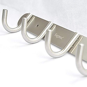 Coat Hook Rack Wall Mounted - Sagmoc Towel Hook Rail with 6 Round Hooks/16-inch/304Stainless Steel Brushed Nickel/Super Easy Installation/Rust and Water Proof/Perfect Home Storage & Organization