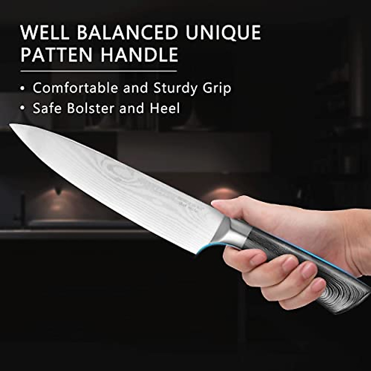 Knife Set with Block for Kitchen, Mareston 24 pcs High-Carbon German Stainless Steel Kitchen Knives Set with Block, Professional Chef Knife Set with 8 Steak Knives, Sharpener, Carving Fork & Shears