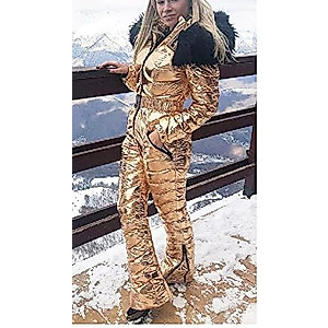 Aurgelmir Women Winter Ski Suit Fur Collar Coat Ski Jumpsuit Snowsuit