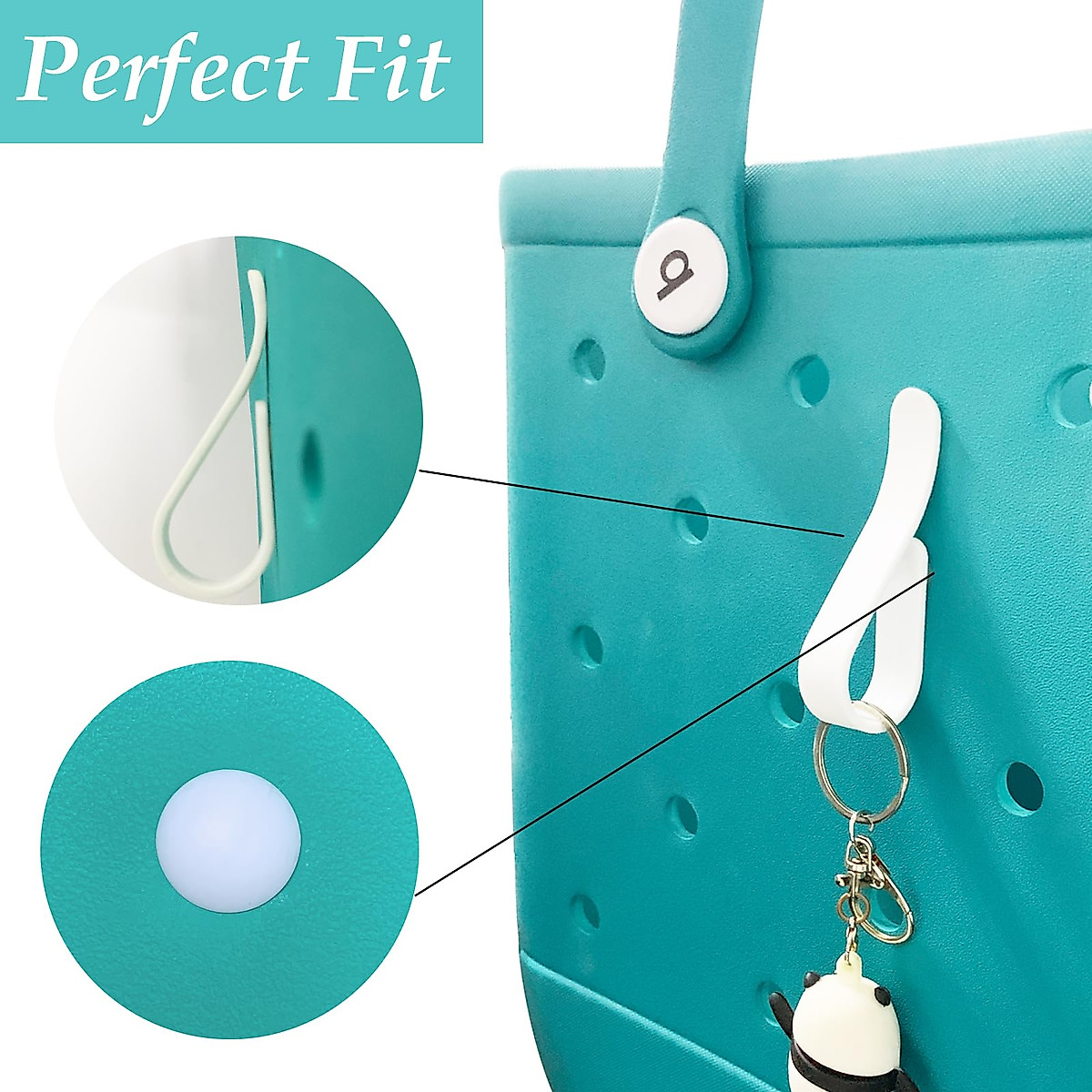 FEICUIBEXI Hooks Accessories for Bogg Bags, Insert Charm Cup Holder Connector Key Holder Hat Hanger, 2pcs White