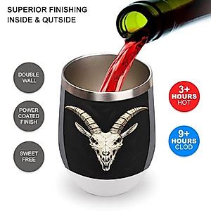 WYUSPGK 304 Stainless Steel Insulated Cup, A Gothic Goat Skull Print Smooth Rim, Durable & Reusable - Perfect for Office, Home, And Travel
