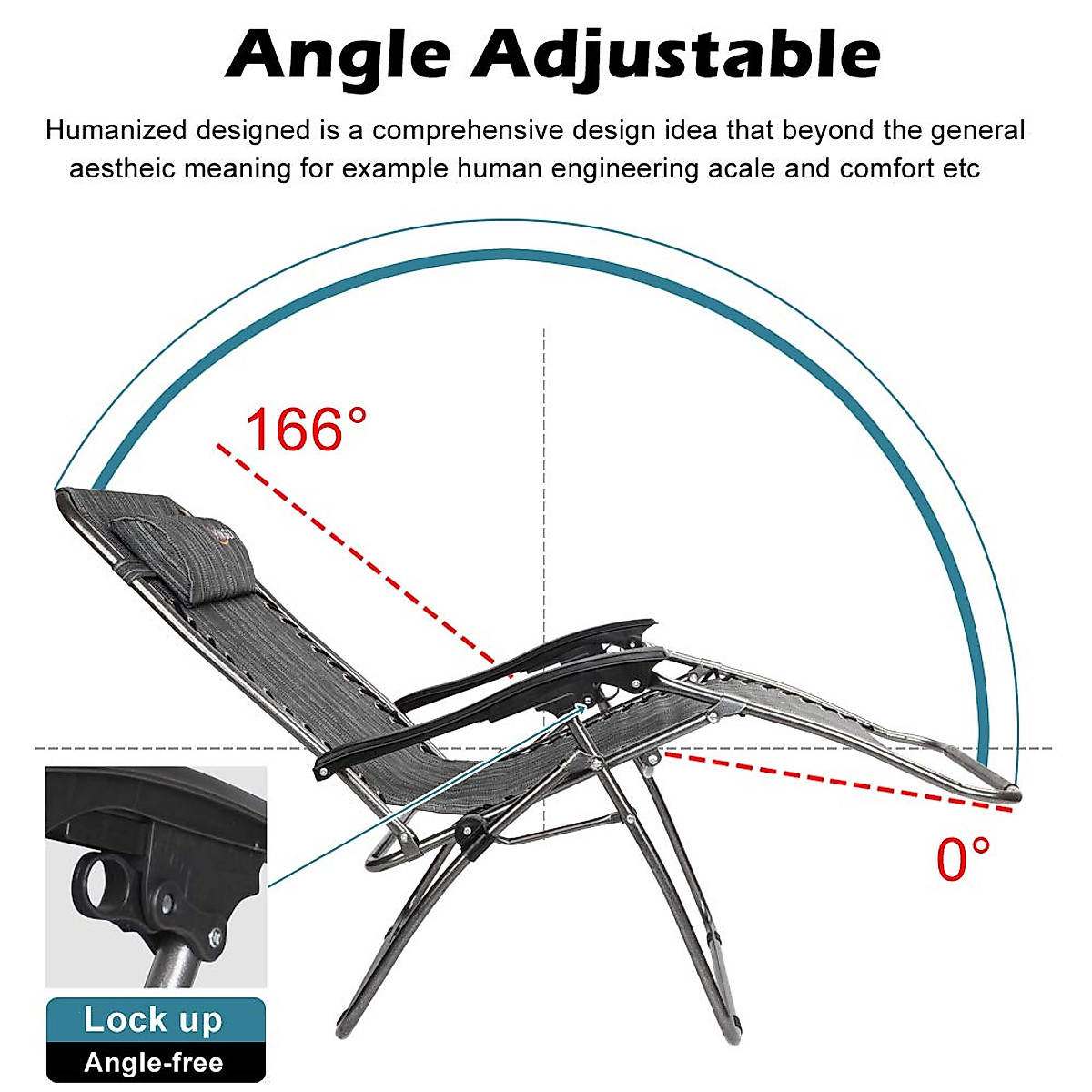 VINGLI Upgraded Zero Gravity Chair Set of 2 Lounge Outdoor Chairs with Trays and Pillows, Folding Patio Recliner Chairs for Backyard Poolside Garden