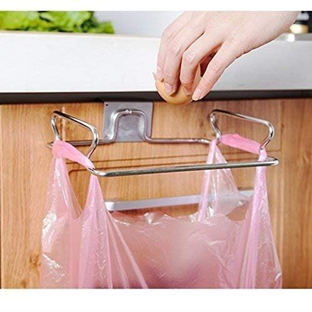 Lucky Fitness Metal Hanging Garbage Bags Rack Kitchen Wash Cloth Towel Storage Holders Wall Hanging Cupboard Cabinet Stand Organizer Shelf