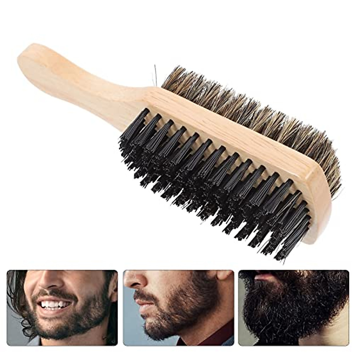 DOITOOL Men Set 1 Set Men Beard Brush Bristles Mustache Brush Grooming Comb Facial Hair Grooming Tools with Wood Handle for Growth Styling Shine Softness Size S Stocking Stuffer Gifts