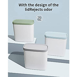 MBETA Small Modern Rectangular Storage Bucket with lid, Compact Trash can, Suitable for Bathroom, Kitchen, Craft Room, Office, Garage-Mint Green