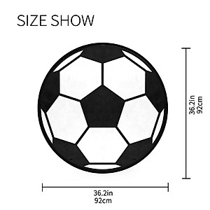 Soccer Rug Round Football Round Area Rug Carpet Floor Chair Mat for Bedroom 3ft