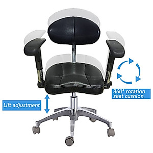 GUNEL Dental Adjustable Doctor's Stool Assistant Chair with 360 Degree Rotation Lift Double Armrest, Dentist Chair (Size : A)
