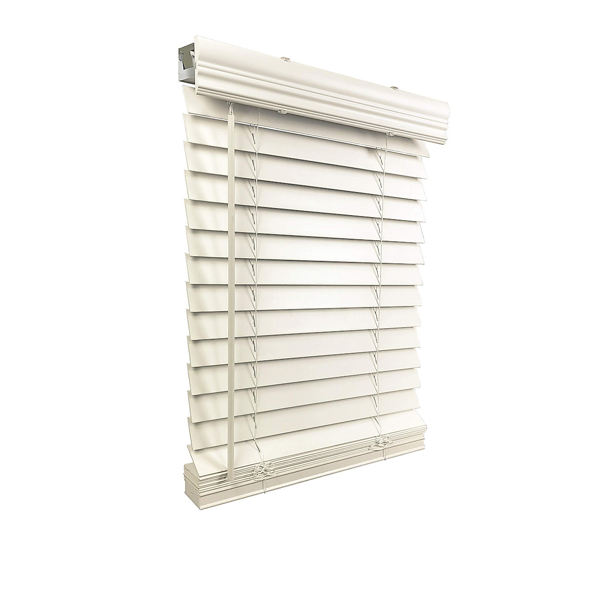 US Window And Floor 2" Faux Wood 22.5" W x 48" H, Inside Mount Cordless Window Blinds, 22.5 x 48, Smooth White,CLF0102240480