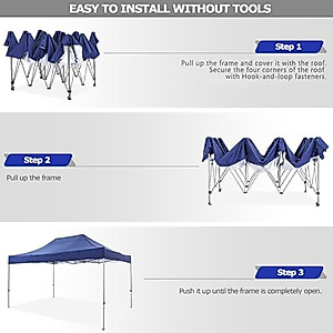 COBIZI 10x15 Pop Up Canopy with 4 Sidewall(Dark Blue)