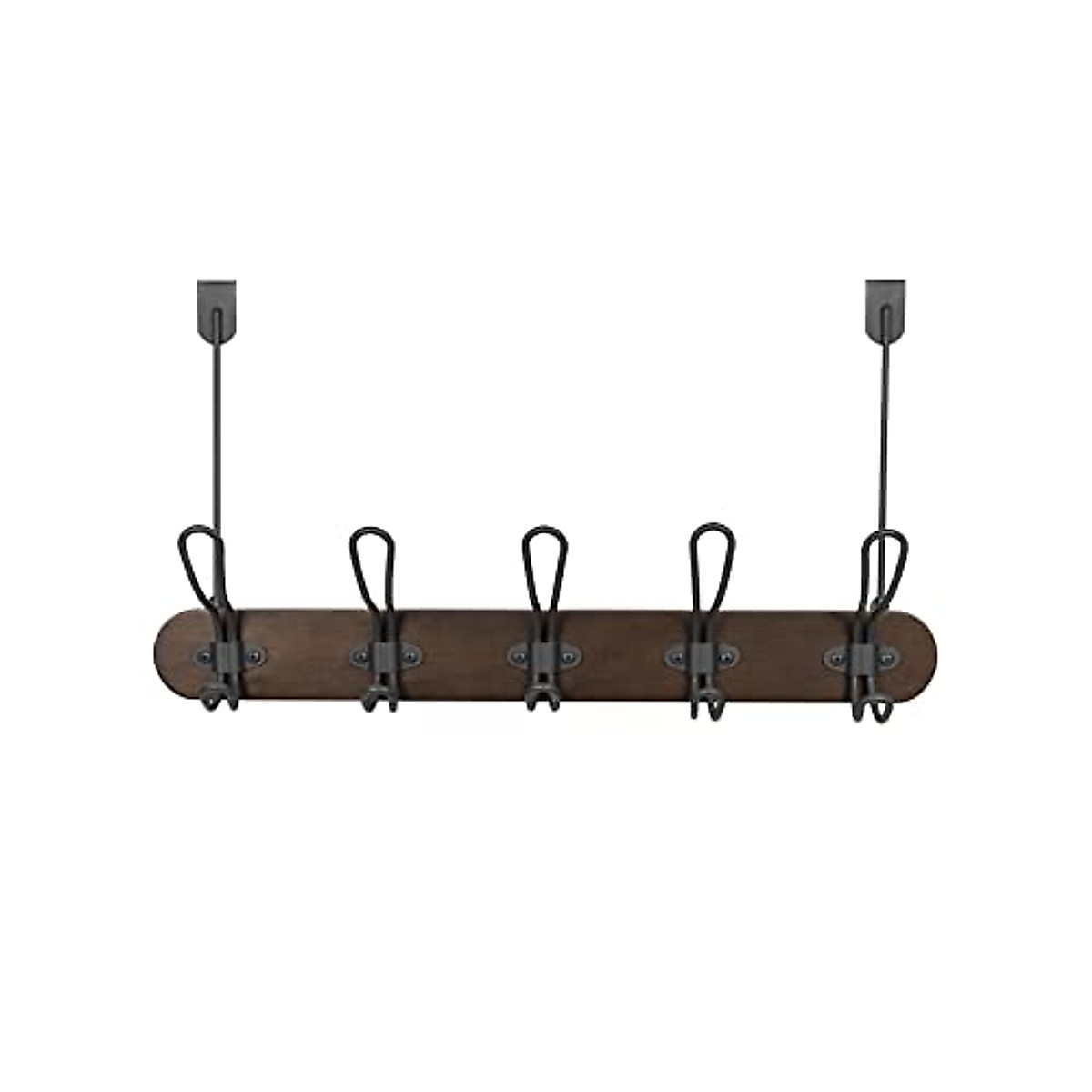 Spectrum Diversified Millbrook Over The Door Hat & Coat 5 Hanger Rack for Mudroom, Closet & Entryway Storage Hook, Pegs for Kitchen & Bathroom, Coffee/Industrial Gray