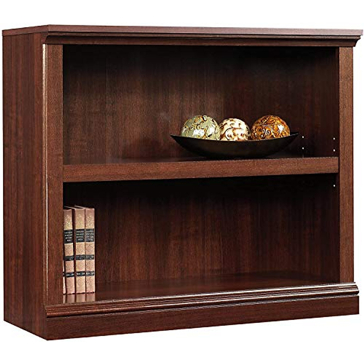 Pemberly Row 2 Shelf Bookcase TV Stand Console Wood Storage Easy Assembly in Cherry Finish