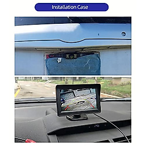 AUCELI Car Backup Camera, IP67 Waterproof Clear Night Vision Reverse Camera, HD 1080P 5 Inch Rear View Monitor System, Two Channels Car License Plate Camera Kit for Car Truck Van SUV and More
