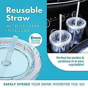 Simple Green Solutions - Acrylic Double Wall Cup for Cold Drinks, Reusable Cups with Lids and Straws, Insulated Plastic Tumblers with Lids and Straw, Acrylic Tumblers, 20 oz Capacity, Clear