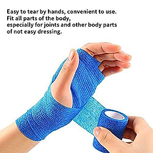 6 - Pack, Black 2” x 5 Yards, Self-Adherent Cohesive Tape, Strong Sports Tape for Wrist, Ankle Sprains & Swelling, Self-Adhesive Bandage Rolls (Black)