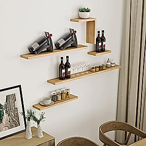 ASLASL Floating Shelves for Wall Decor Storage Set of 2 Wall Shelves with Invisible Metal Brackets Simple and Rustic Wall Shelves Suitable for Bedroom Living Room Bathroom Kitchen(Wood,11.81in)