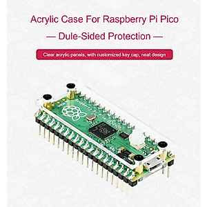 Acrylic Protection Case for Raspberry Pi Pico, Dule-Sided Protection, Clear Acrylic Panels, with Customized Key Cap, Pinheaders/Connectors Accessible, Compatible with Expander/Breadboard(Case Only)