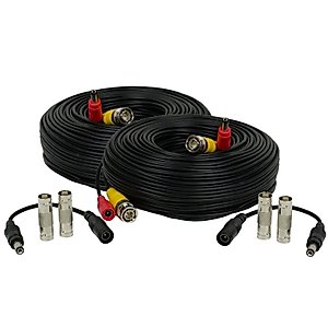 Amcrest Security Camera Cable 100FT BNC Cable, Camera Wire CCTV, Pre-Made All-in-One Video and Power Cable for Security Camera 960H, HDCVI Camera, DVR (SCABLEHD100B-2pack)