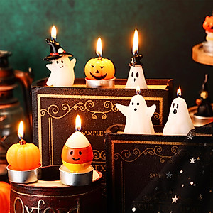 Conelist 14 Pcs Ghost Candles Halloween Candles Halloween Party Decorations Autumn Room Tabletop Decor Spooky Candles Witch Candles Pumpkin Candles Cute Wax Mini Candles Halloween Party Favor Supplies