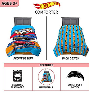 Franco Kids Bedding Super Soft Microfiber Reversible Comforter, Twin/Full, Hot Wheels