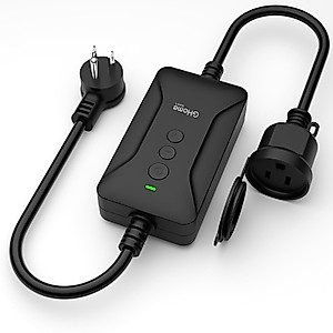 GHome Smart Outdoor Plug Dimmer, WiFi Outlet Timer Works with Alexa Google Assistant, IPX4 Weatherproof Plug-in Dimmer for Outdoor String Lights Decorations, No Hub Required, 2.4GHz WiFi Only