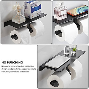 Cabilock 1pc Tissue Rack Toilet Paper Shelf Toilet Paper Stand Bathroom Wall Rack Black Towel Holder Wall Towel Rack Vintage Toilet Paper Holder Toilet Accessory Wall Mount Space Aluminum