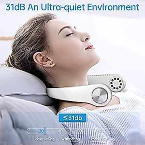 Yuzonc Portable Neck Fan, Personal Bladeless Fan, 4000 mAh Battery Operated USB Rechargeable Neck Fan, 3 speeds with 360° Cooling, Hands-Free Hanging Fan for Office, Travel, Outdoor Sports