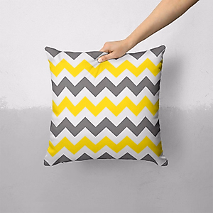 iiRov Gray & Yellow Chevron Pattern - Custom Decorative Home Decor Indoor or Outdoor Throw Pillow Cover for Sofa, Bed or Couch Cushion (Pillow CASE Cover ONLY)