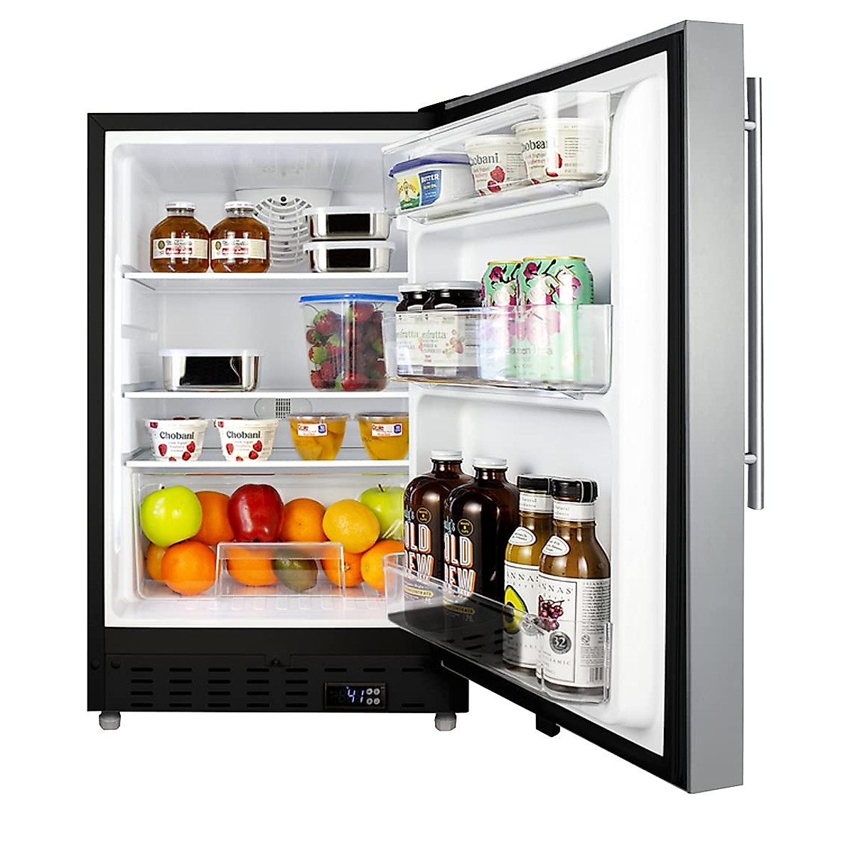 Summit Appliance ALR47BSSHV 20" Wide Built-In All-Refrigerator, ADA Compliant, Adjustable Thermostat, 3.53 cu.ft Capacity, Removable Door Racks, Temperature Alarms, Automatic Defrost