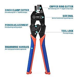iCrimp ICP-CT02 PEX Crimp Fitting Removal Tool for Removing 1/2-in, 3/4-in, 1-in PEX Copper Crimp Rings & Stainless Steel Cinch Clamps