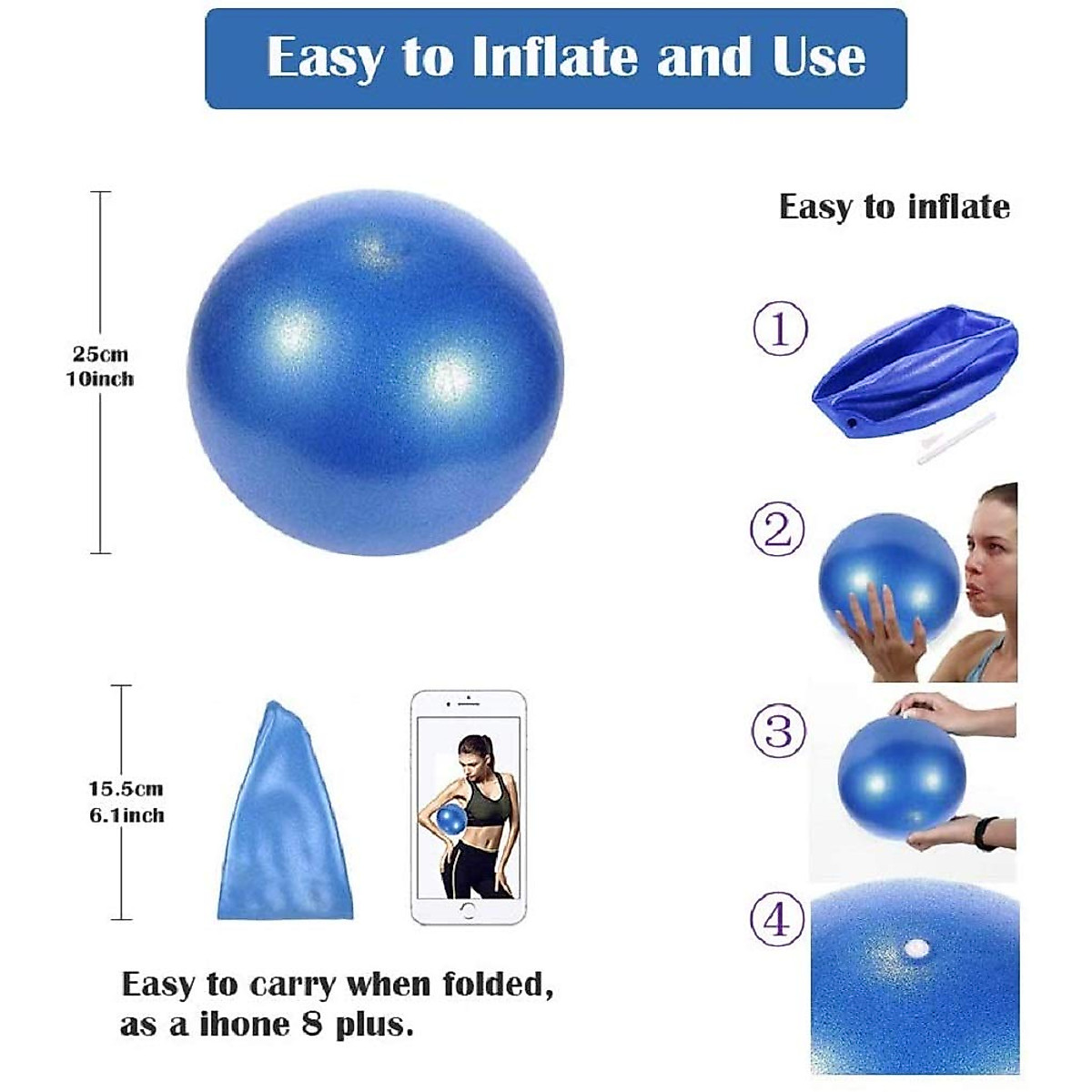 CARDALLTRY Mini Exercise Ball 9Inch Samll Bender Ball for Stability Barre Pilates Yoga Core Training and Physical Therapy Exercise Equipment for Back Inner Thigh and Balanced Body (2 Pack)