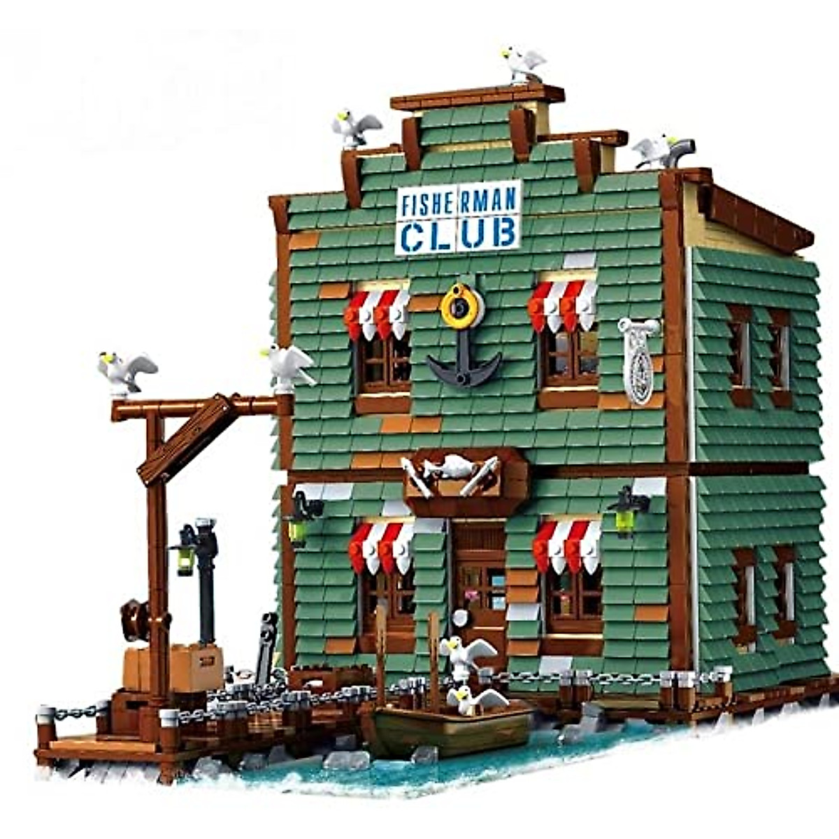 General Jim's Realistic Detailed Harbortown Fishing Club Shop Classical Architectural Styled City Modular Building Blocks Toy Bricks Building Model Set for Adults and Teens
