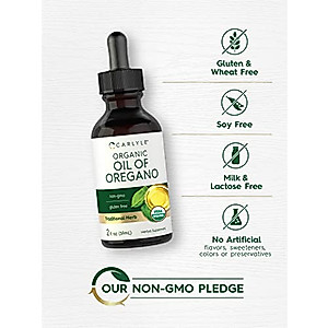 Carlyle Organic Oil of Oregano | 2 fl oz Liquid | Vegan, USDA Certified | Non-GMO, Gluten Free Drops