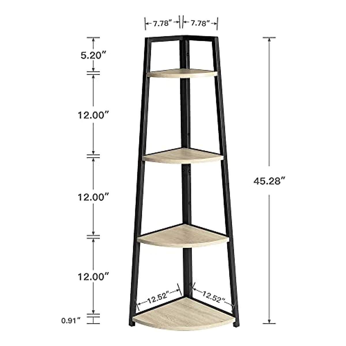 CIPACHO Corner Shelf Stand,4-Tier Corner Bookshelf, Industrial Ladder Shelf,Tall Corner Plant Stand Display Shelf for Living Room, Kitchen, Home Office