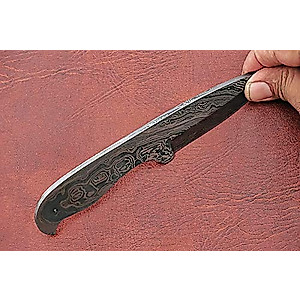 8 inches Long Drop Point Blank Blade Skinning Knife, Hand Forged Damascus Steel 4" Scale Space with 3 Pin Hole Space, 3.75 inches Cutting Edge
