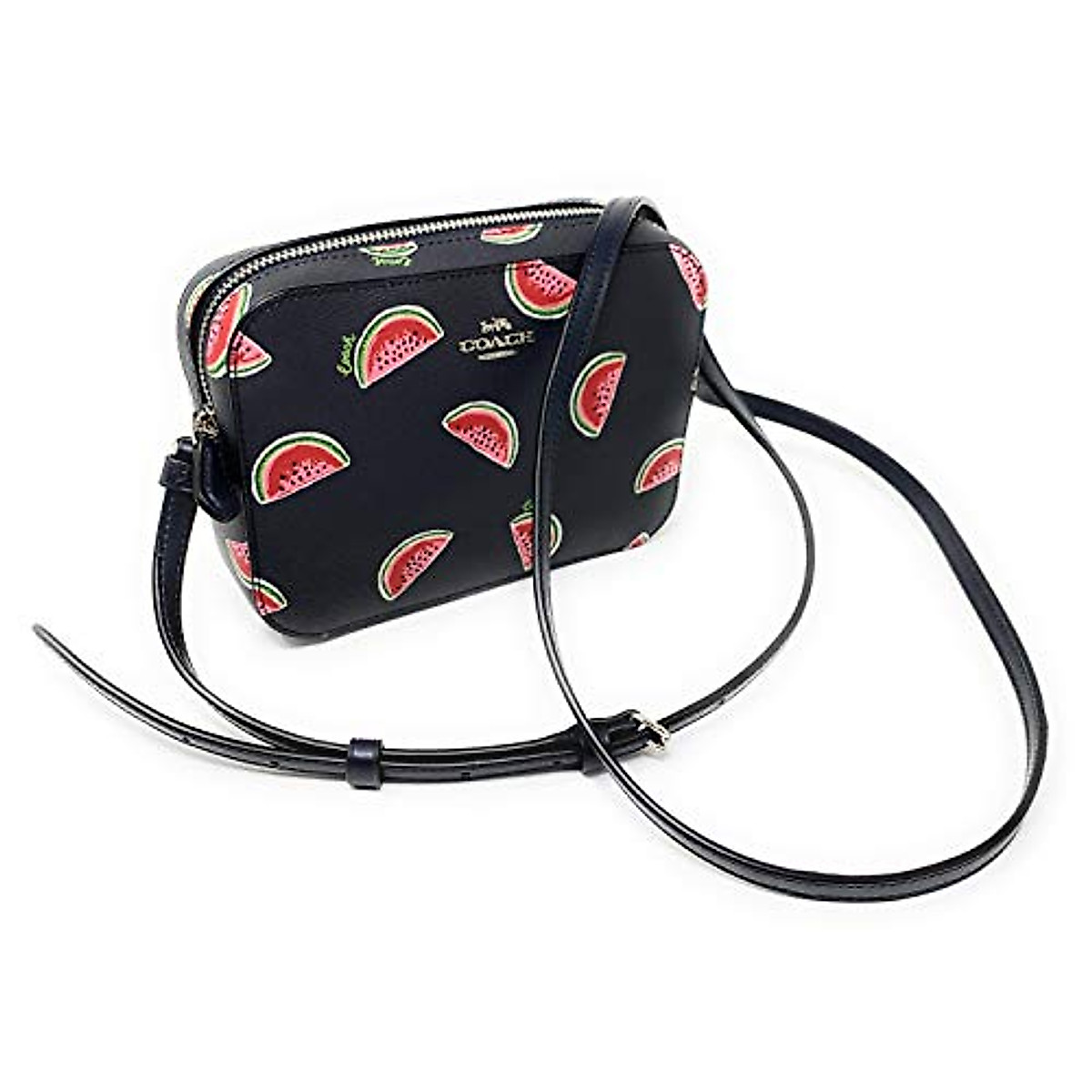 COACH WOMENS MINI CAMERA BAG WITH WATERMELON PRINT 3270 NAVY RED MULTI