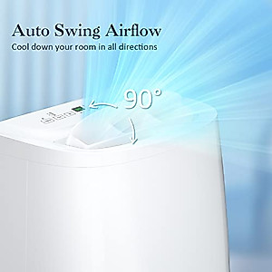 14000 BTU Portable Air Conditioners, Portable AC Unit with 90° Adjust Angle Powerful Cooling for Room Up to 500 Sq. Ft, 3 in 1 Air Conditioner, Dehumidifier & Fan Modes, with Remote, 24Hrs Timer, White