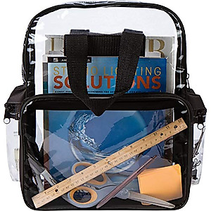 Nufazes Clear Backpack - See Through Daypack Clear Backpacks in Black